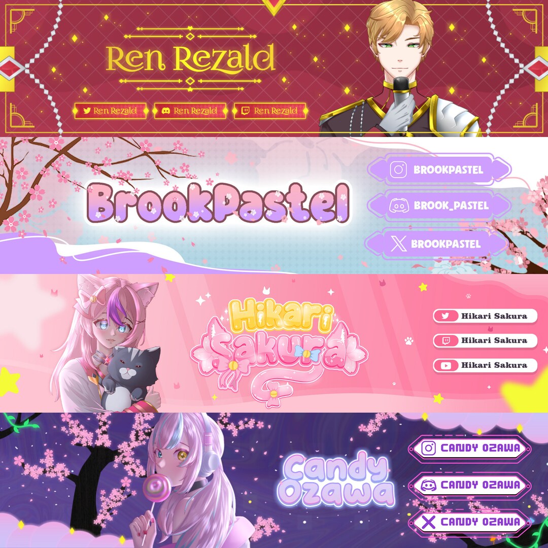 Custom Twitch Banner Kawaii Cute Twitch Banner Anime Twitch Banner ...
