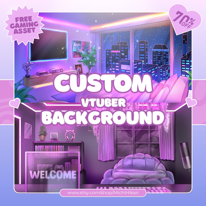 Custom Animated Cozy Room Vtuber Background: Looped Stream Overlay ...