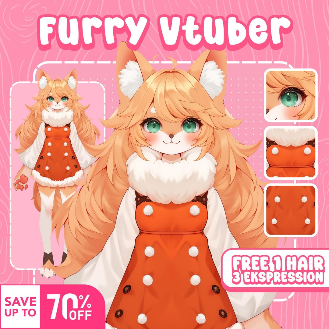 Custom LIVE2D Furry Vtuber Furry Model Vtuber Furry Character ...