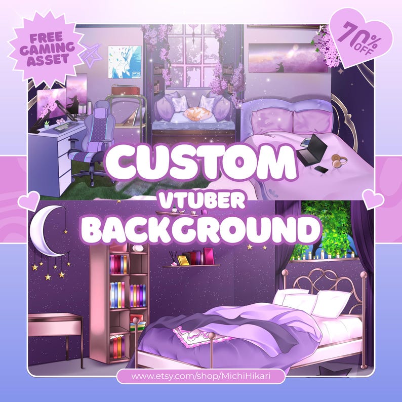 Custom Vtuber Background: Vtuber Room Stream Package, Twitch Overlay ...