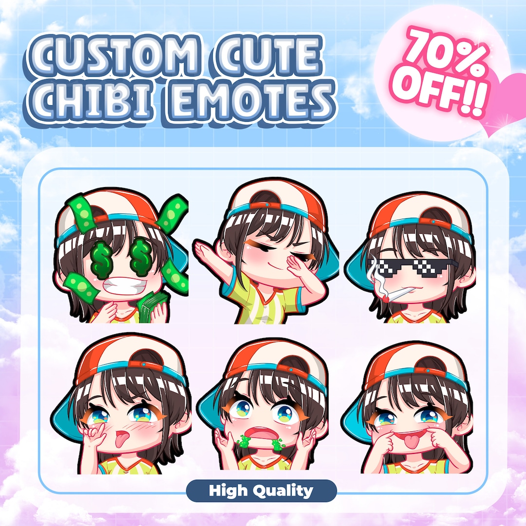 Custom Emotes for Streaming, Cute Chibi Emotes, Custom Emotes, Twitch ...