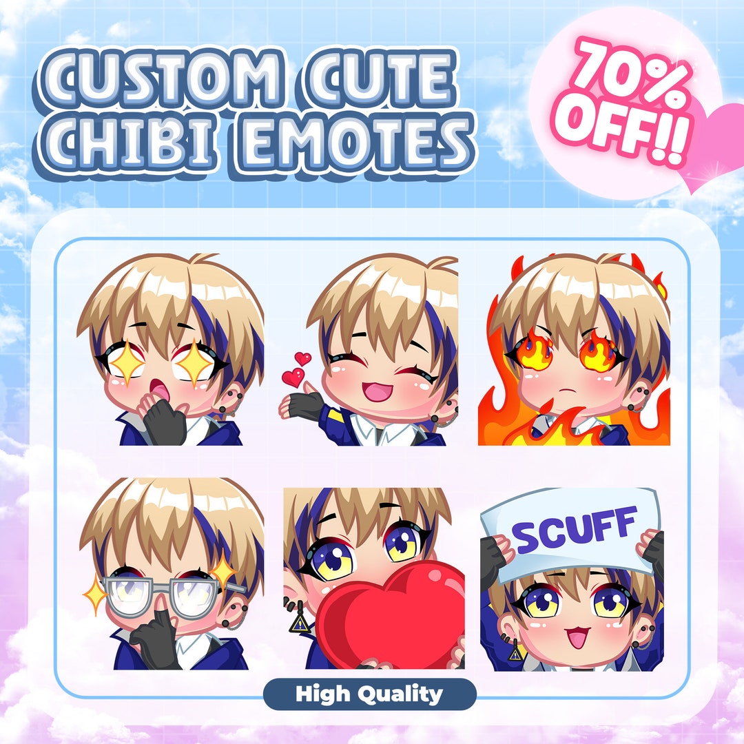 Custom Chibi Cute Emotes, Emojis, Sticker or Sub Emotes for Twitch ...