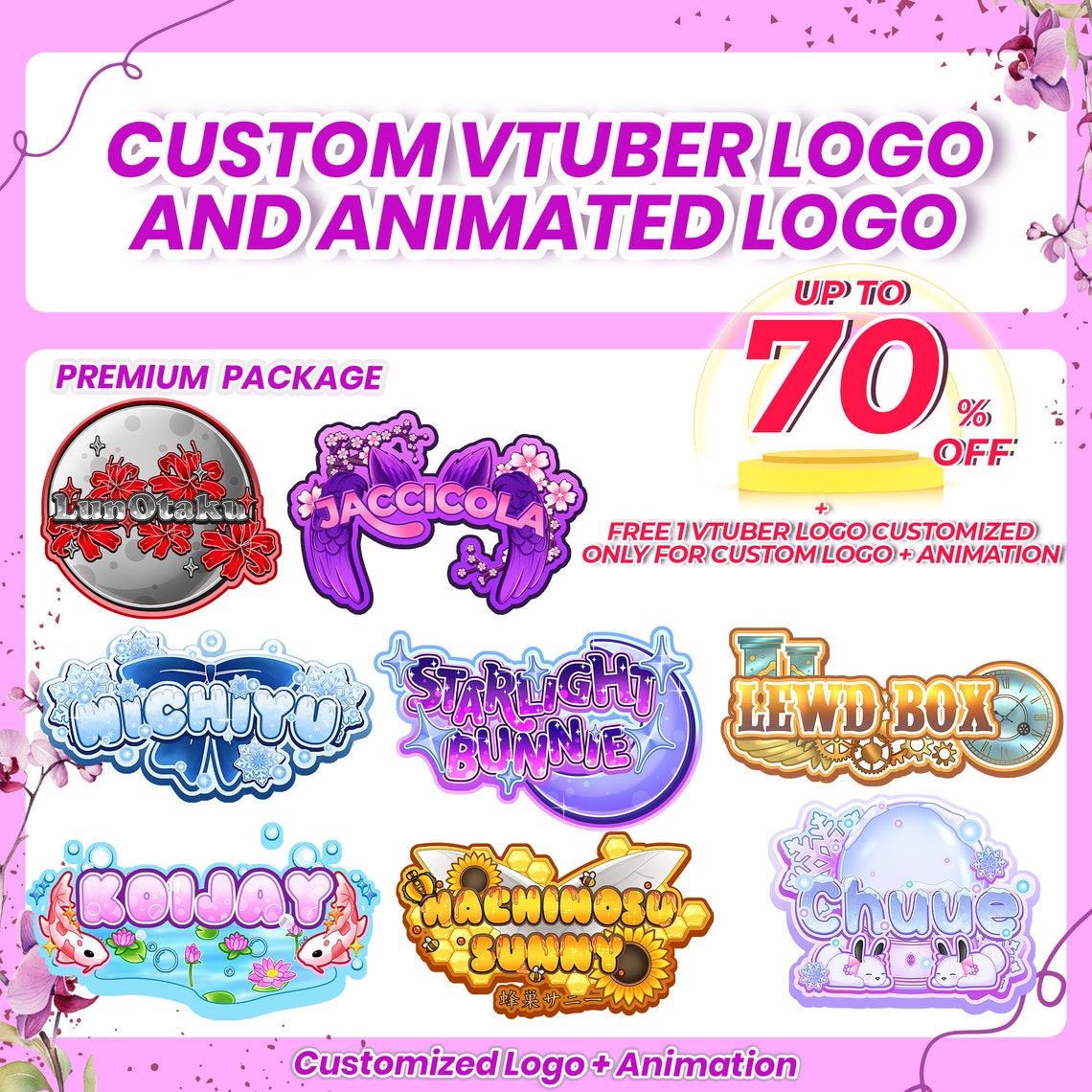 Custom Vtuber Logo Text Cute Vtuber Logo Chibi Vtuber Logo - Etsy UK
