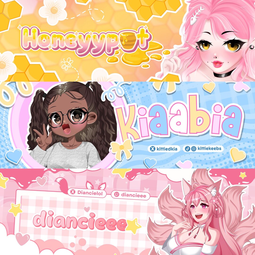 Custom Twitch Banner | Kawaii Cute | Twitch Banner | Anime Twitch ...