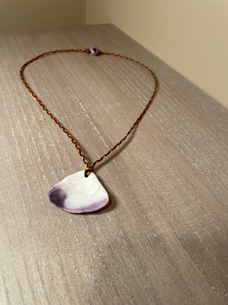 Braided Sinew Wampum Pendant Necklace - Etsy