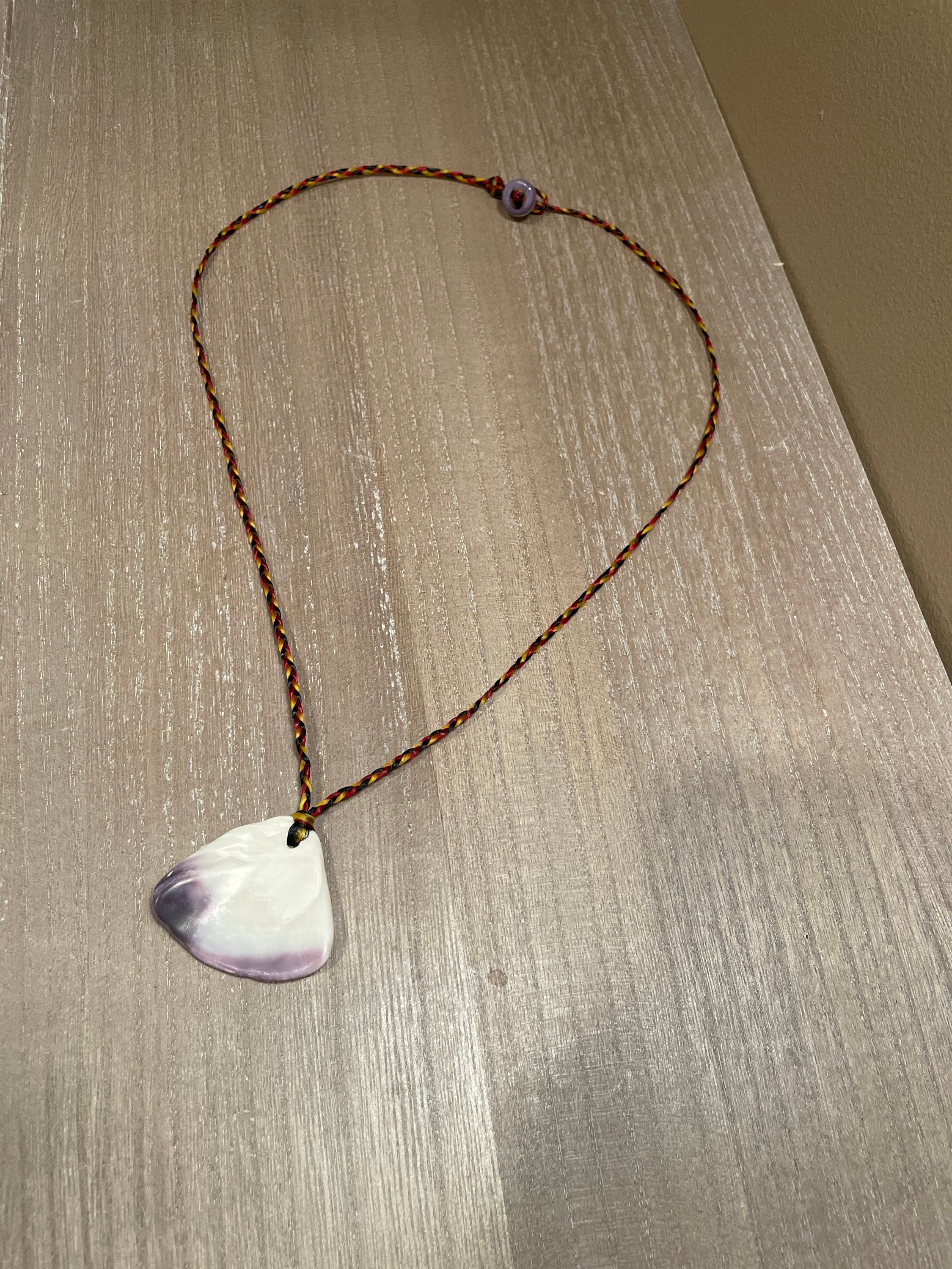 Braided Sinew Wampum Pendant Necklace - Etsy