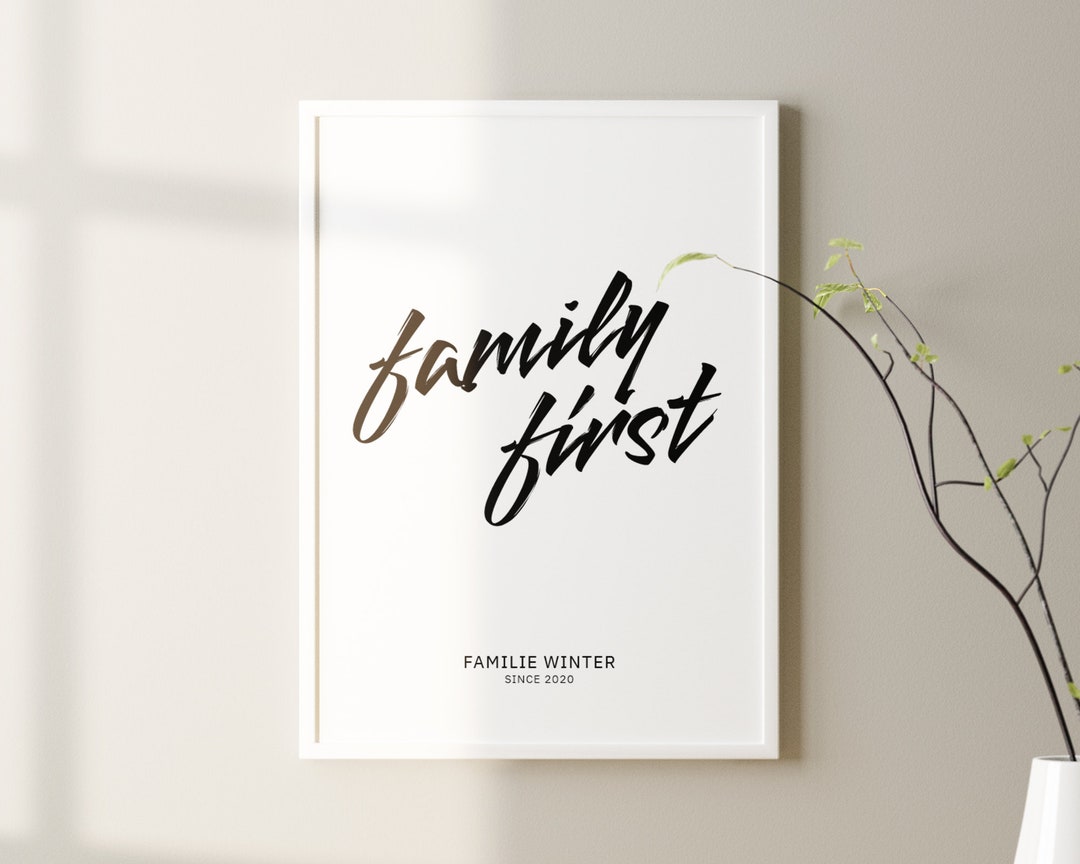 Family first Poster personalisiert | Liebe Familie Hochzeit Jahrestag ...
