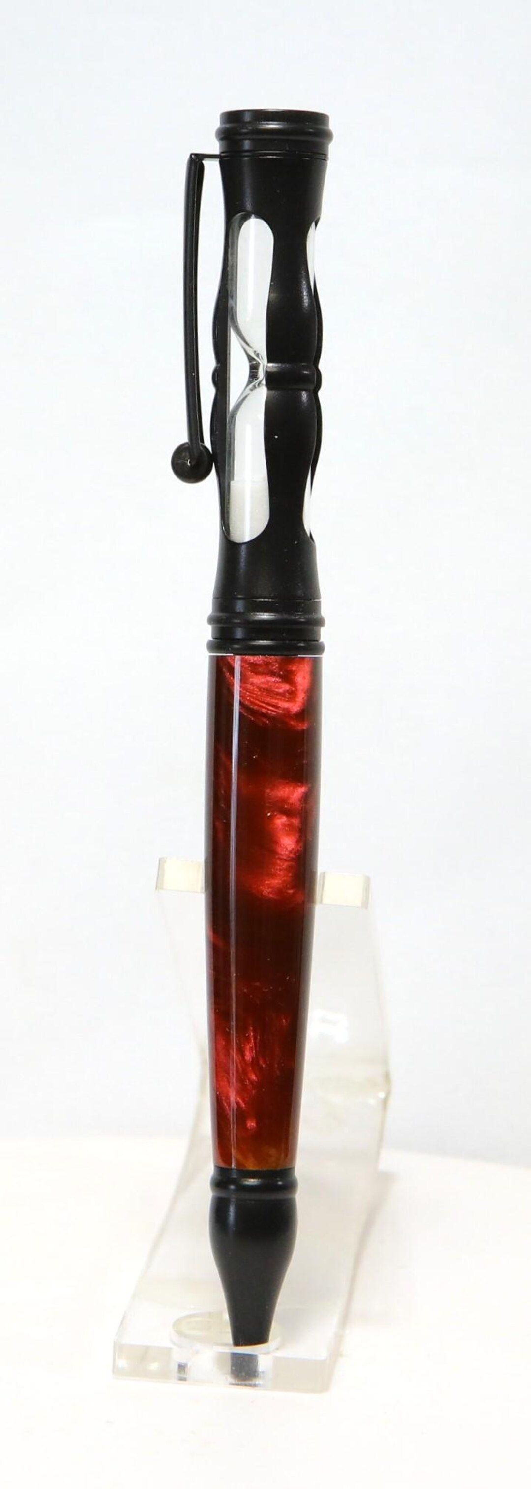 Hourglass Pen: Iridescent Burgundy, Black Hardware, One-minute Timer - Etsy