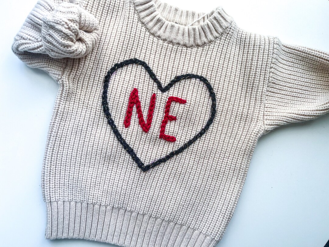 Nebraska Heart, or Custom State Hand-embroidered Sweater for Infants ...