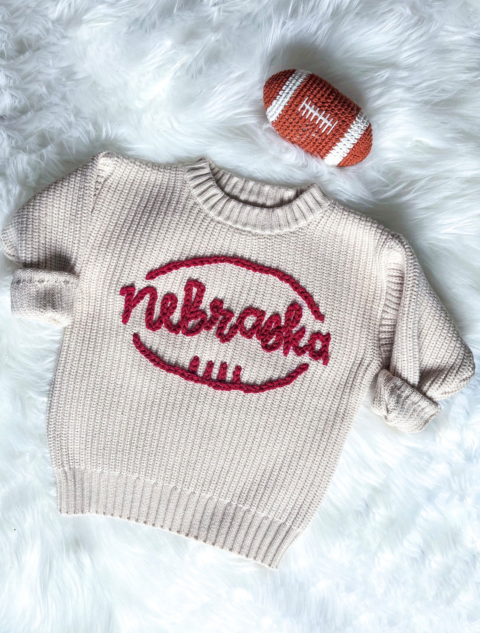 Custom Football Hand-embroidered Sweater - Etsy
