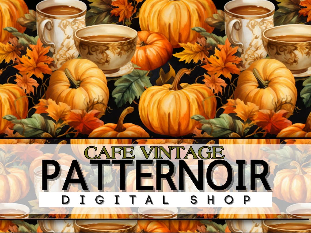 Vintage Coffee Pumpkin SEAMLESS Pattern Latte and Pumpkins Seamless ...