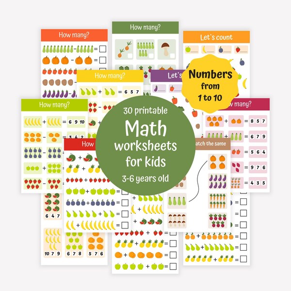 Math Worksheets - Etsy