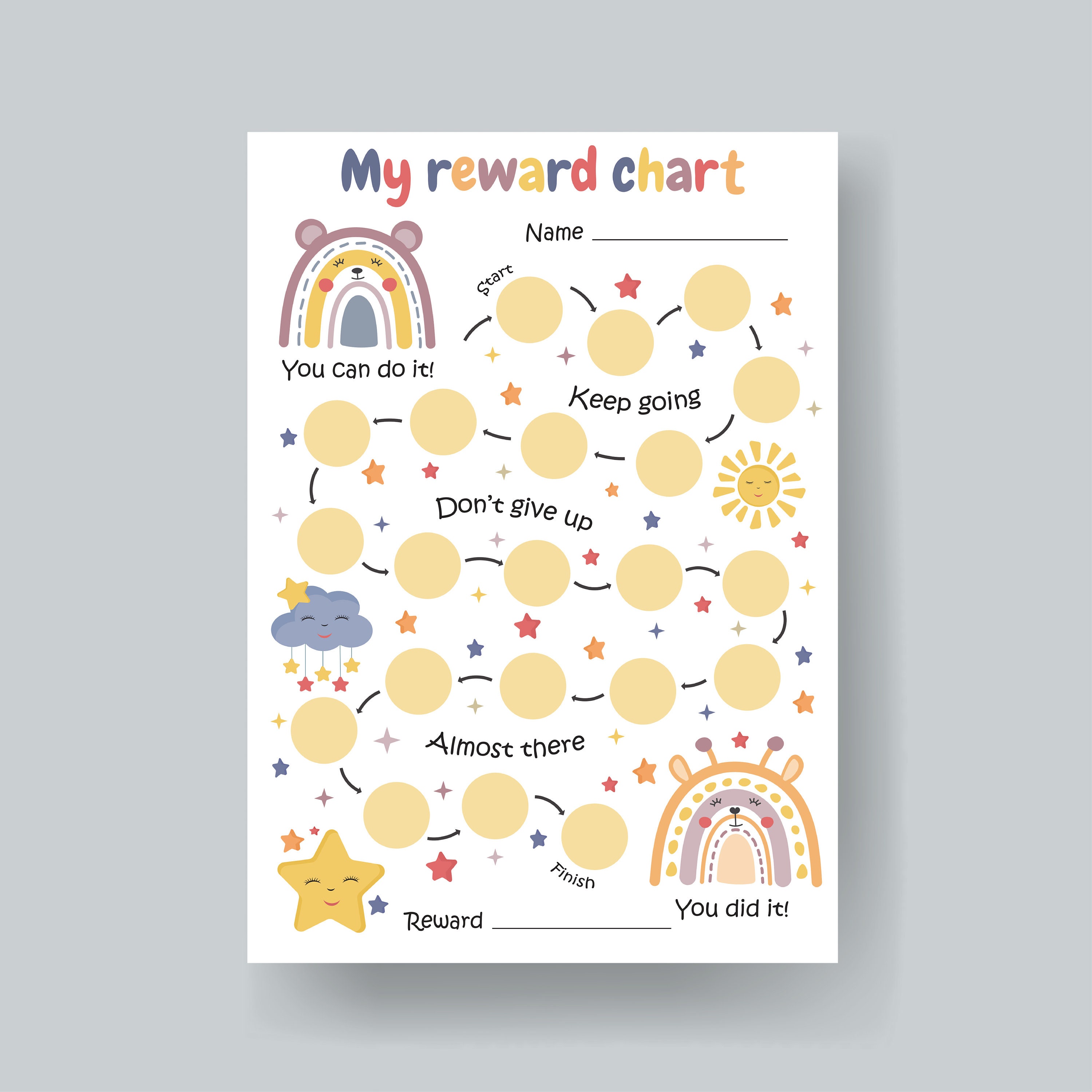 Printable Reward Chart. Toddler Potty Chart. Kids Behavior - Etsy