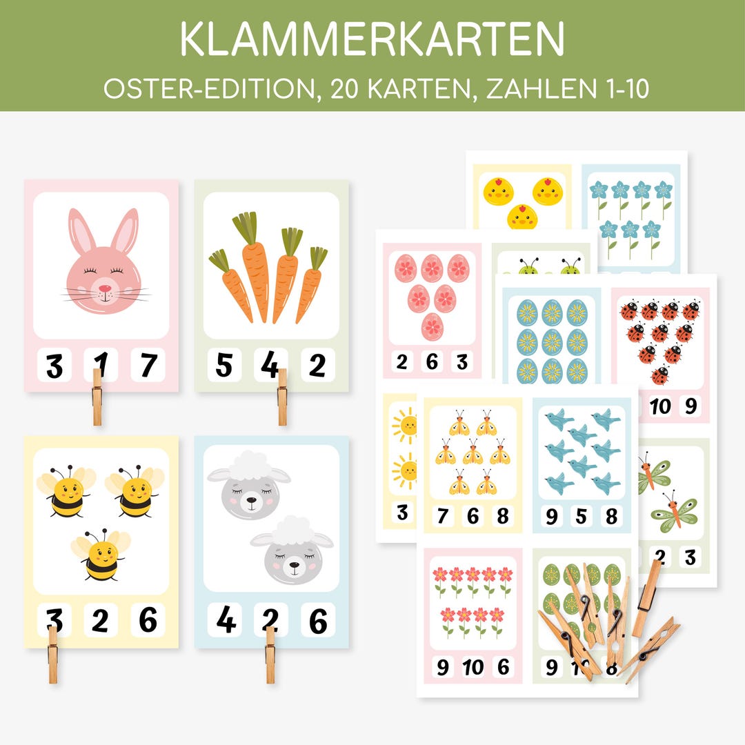 Clip Cards. Easter Activities for Children. Number Flashcards. Counting ...