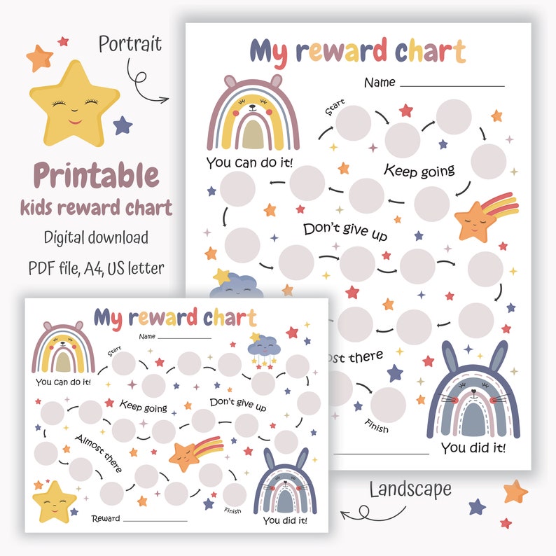 Reward Chart. Toddler Reward Chart. Sticker Behavior Chart. - Etsy