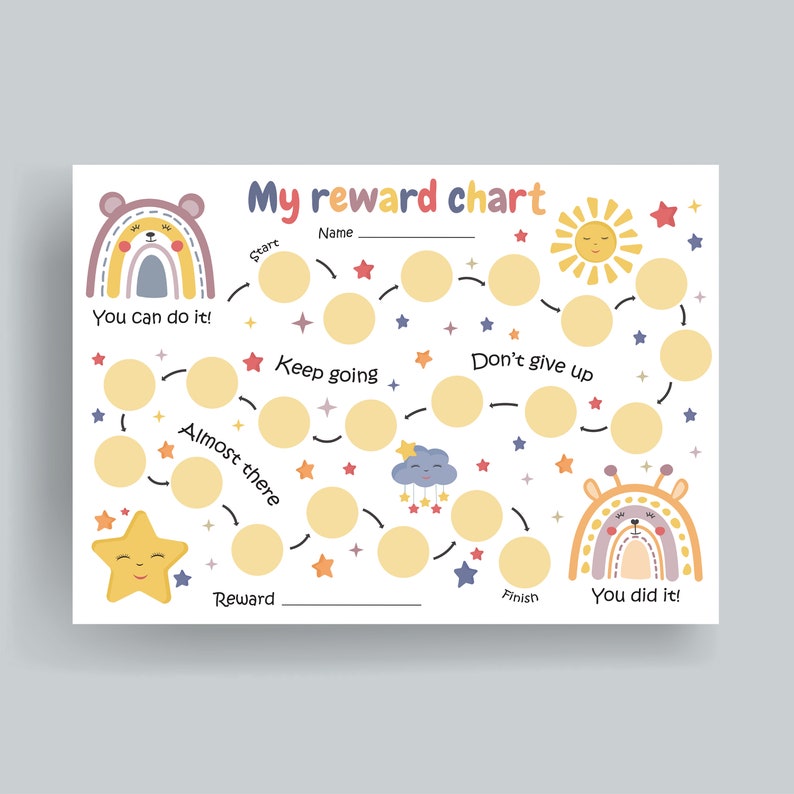 Printable Reward Chart. Toddler Potty Chart. Kids Behavior - Etsy