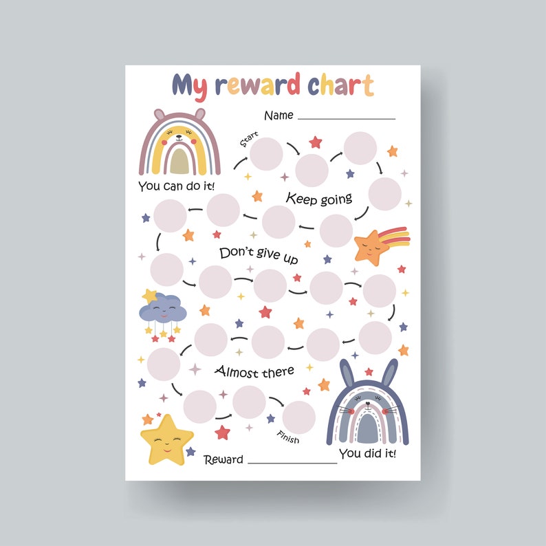 Reward Chart. Toddler Reward Chart. Sticker Behavior Chart. - Etsy