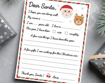 Printable Letter to Santa Claus, Christmas Wish List, Dear Santa ...