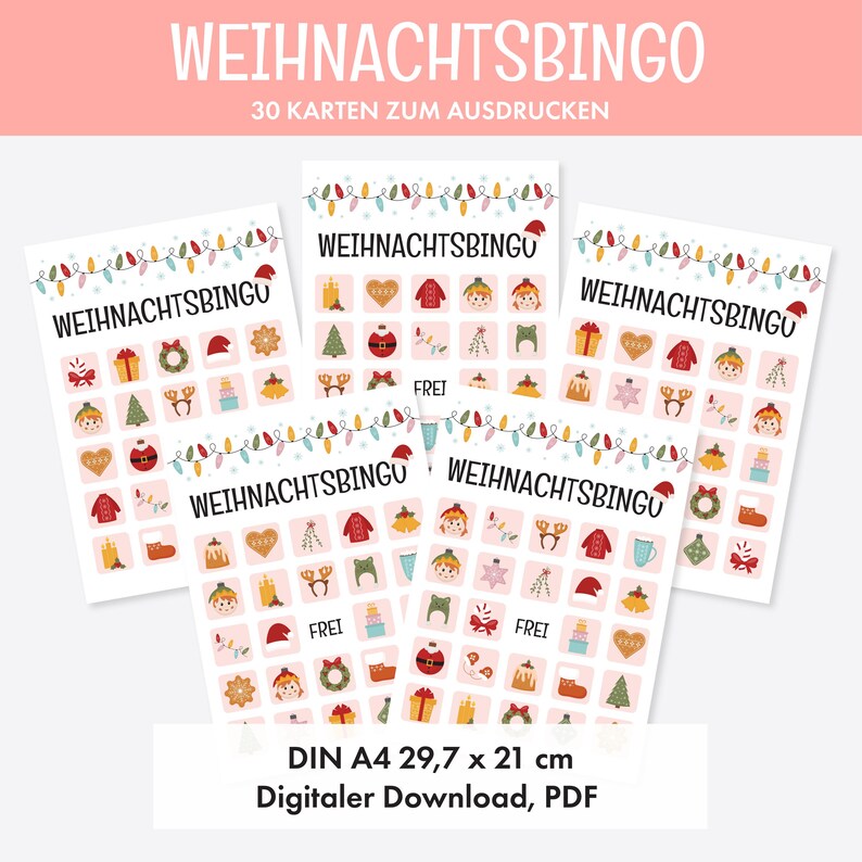 Christmas Bingo for Children. Bingo Christmas German. Christmas Game ...