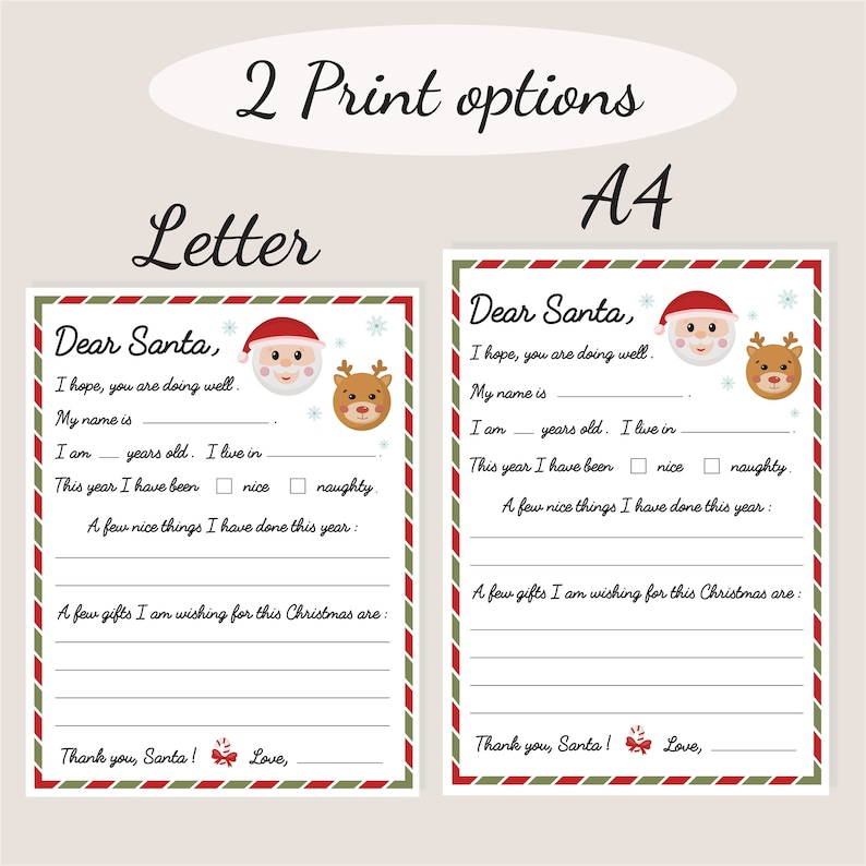 Letter to Santa Printable. Dear Santa Letter. Kids Letter to Santa ...