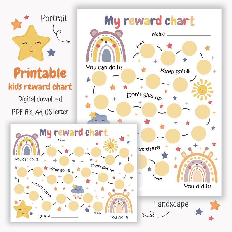 Printable Reward Chart. Toddler Potty Chart. Kids Behavior - Etsy