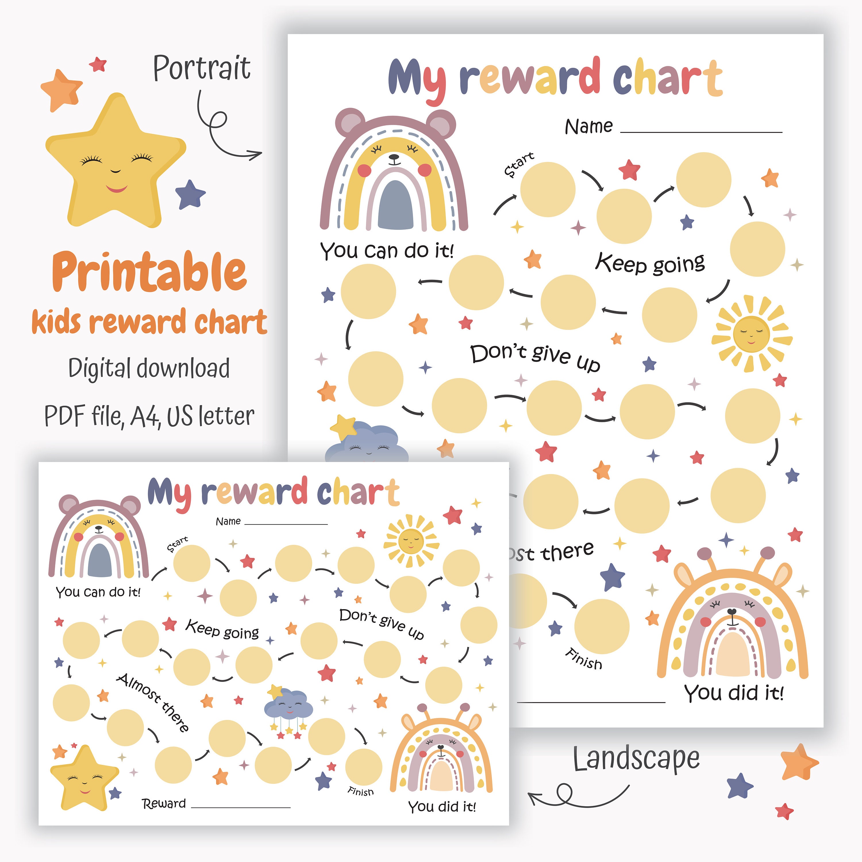 Printable Reward Chart. Toddler Potty Chart. Kids Behavior - Etsy