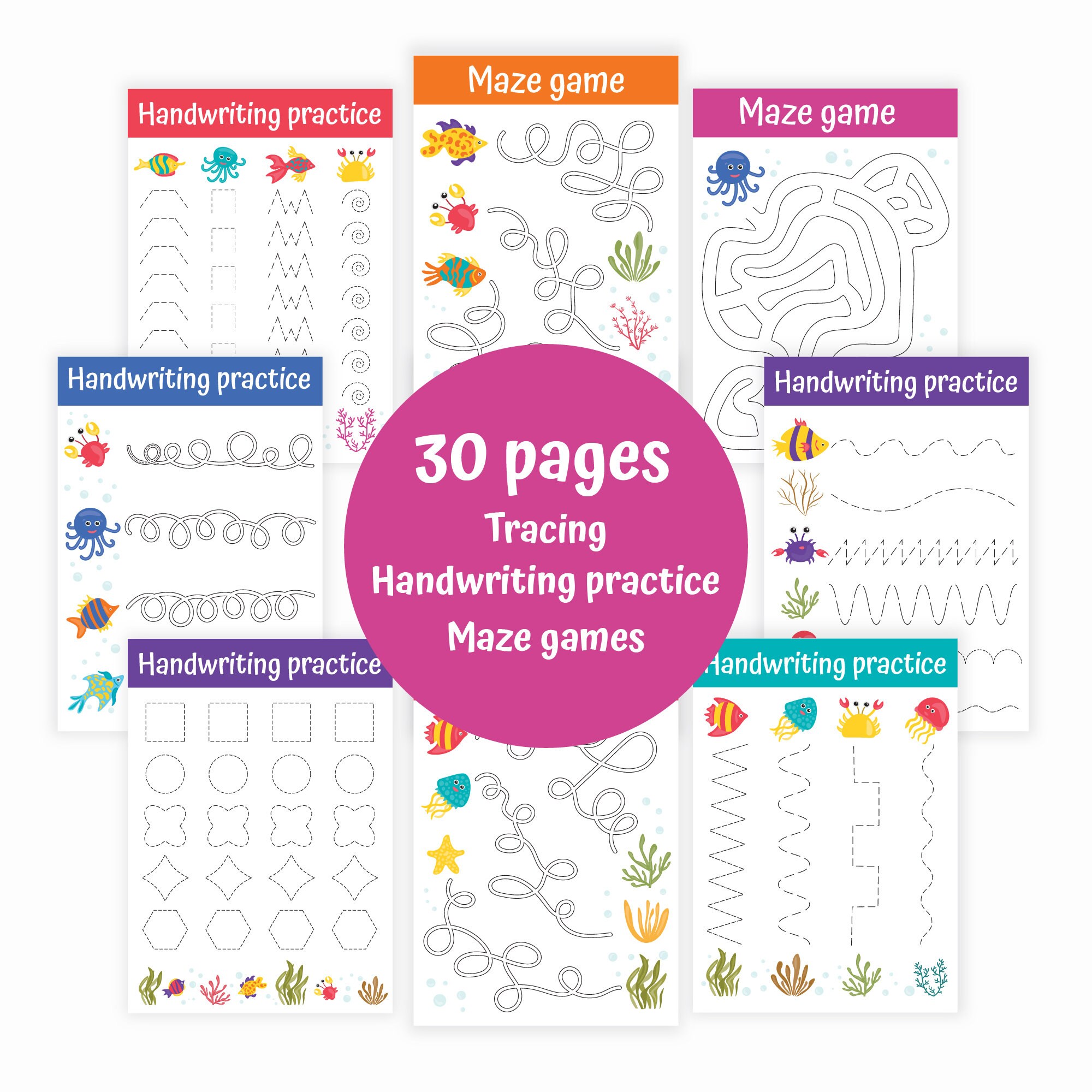 Handwriting Practice Worksheets for Kids. Printable Tracing Worksheets ...