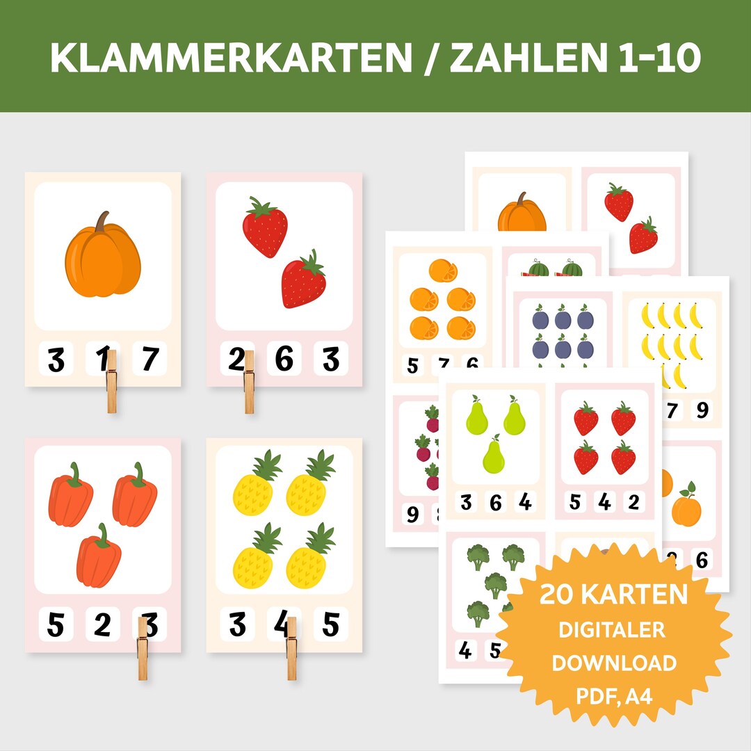 Clip Cards. Number Flashcards. Counting 1-10. Learning Numbers ...