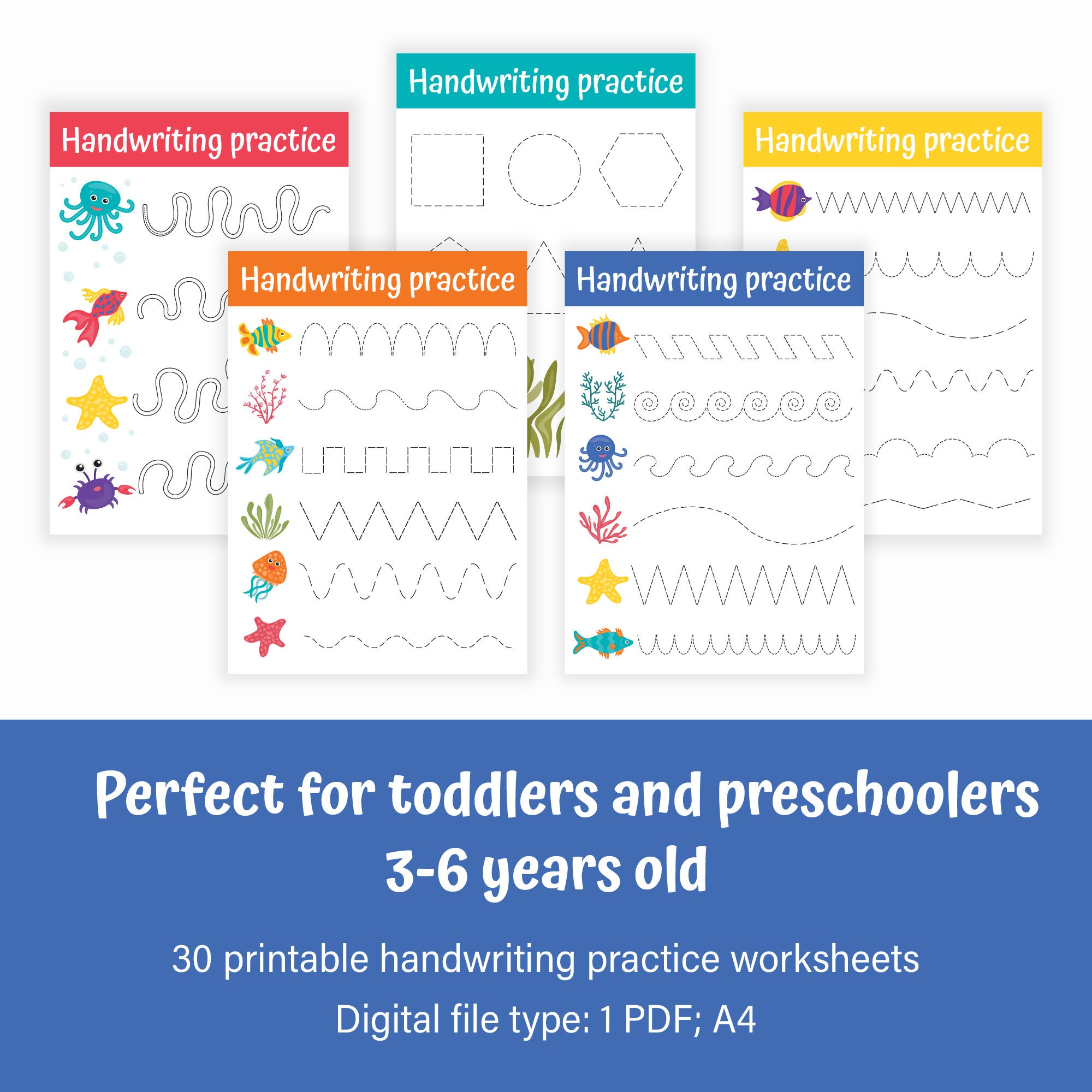 Handwriting Practice Worksheets for Kids. Printable Tracing Worksheets ...