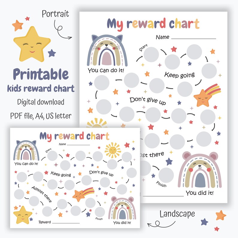 Printable Reward Chart. Toddler Reward Chart. Kids Routine - Etsy