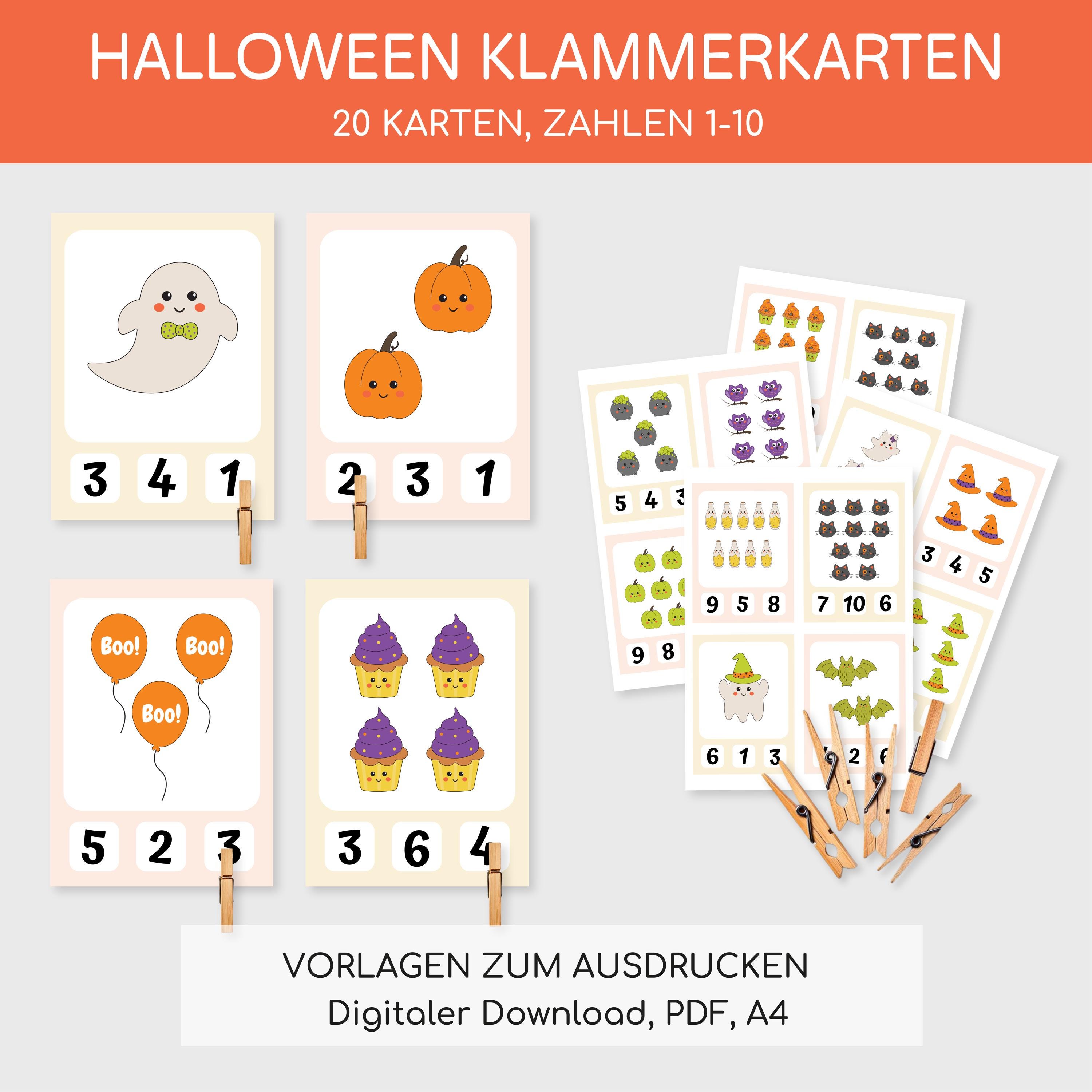 Clip Cards. Learning Numbers 1-10. Halloween Counting Cards. Counting 1 ...