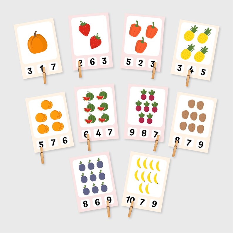 Clip Cards. Number Flashcards. Counting 1-10. Learning Numbers ...
