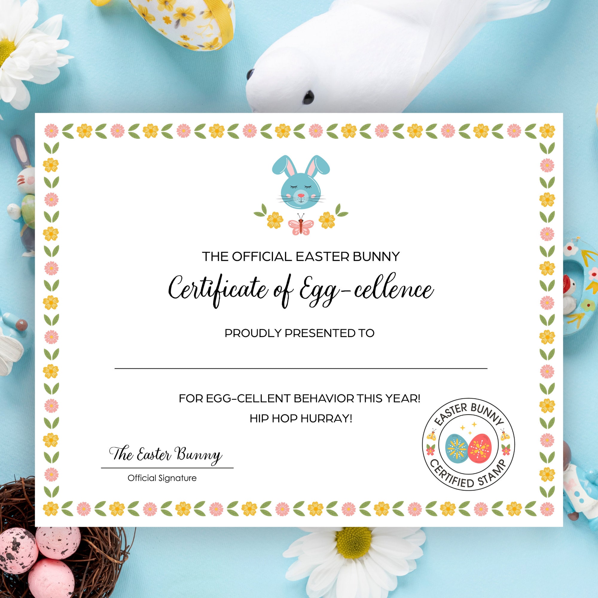 Printable Easter Bunny Letter. Printable Egg-cellent Certificate for ...