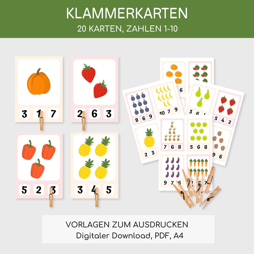 Clip Cards. Number Flashcards. Counting 1-10. Learning Numbers ...