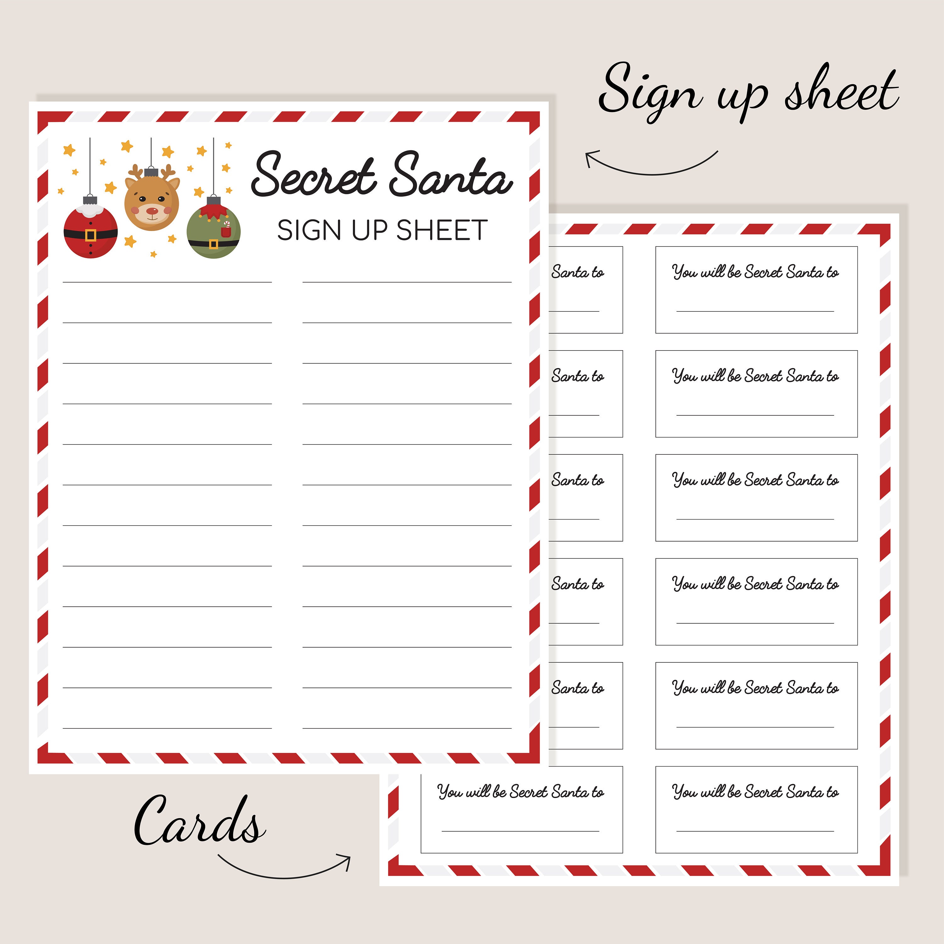 Secret Santa Questionnaire Printable. Secret Santa Survey. Secret Santa ...