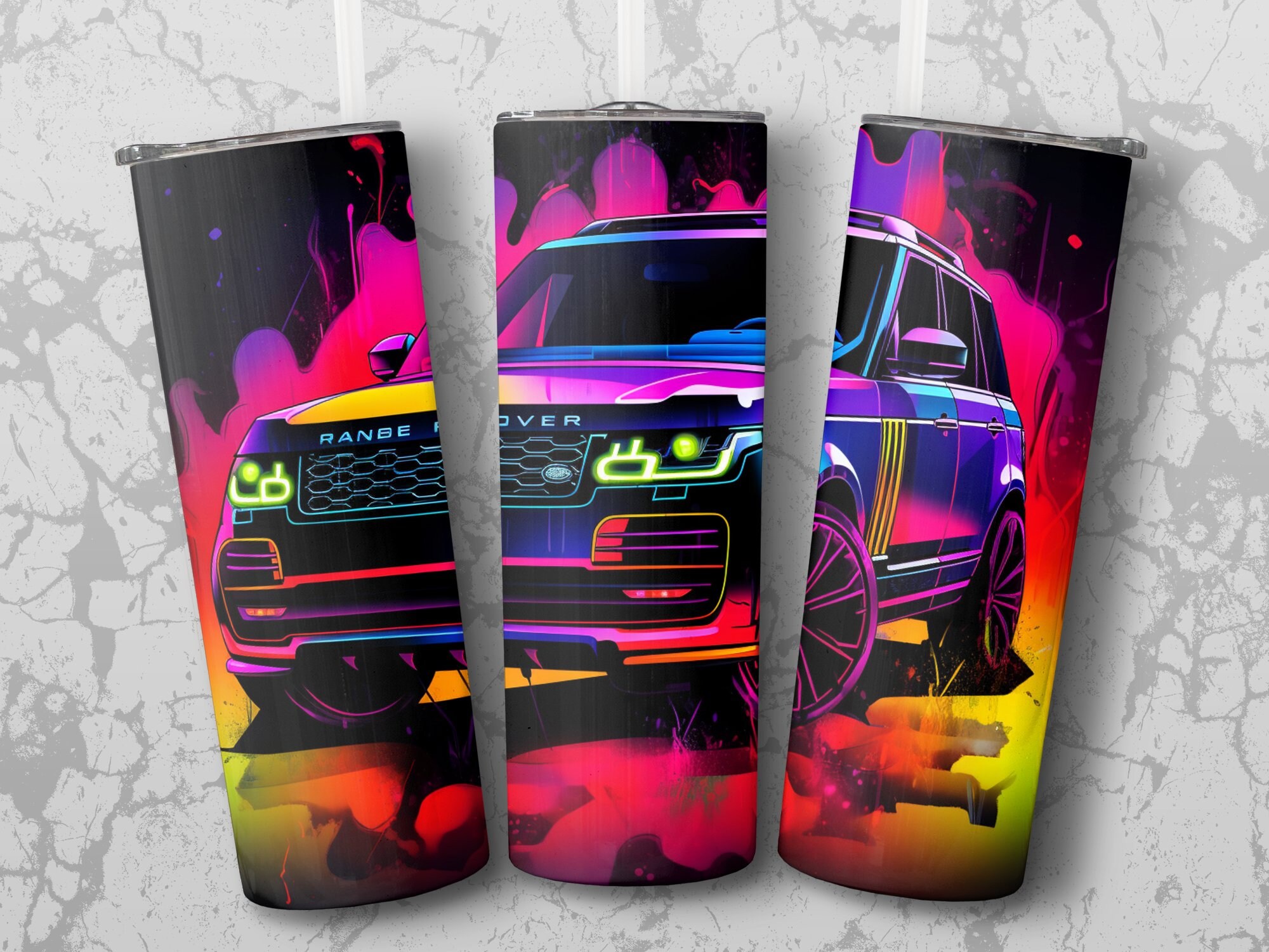 3D Colorful Neon Range Rover Car 20 Oz Tumbler Sublimation Design ...