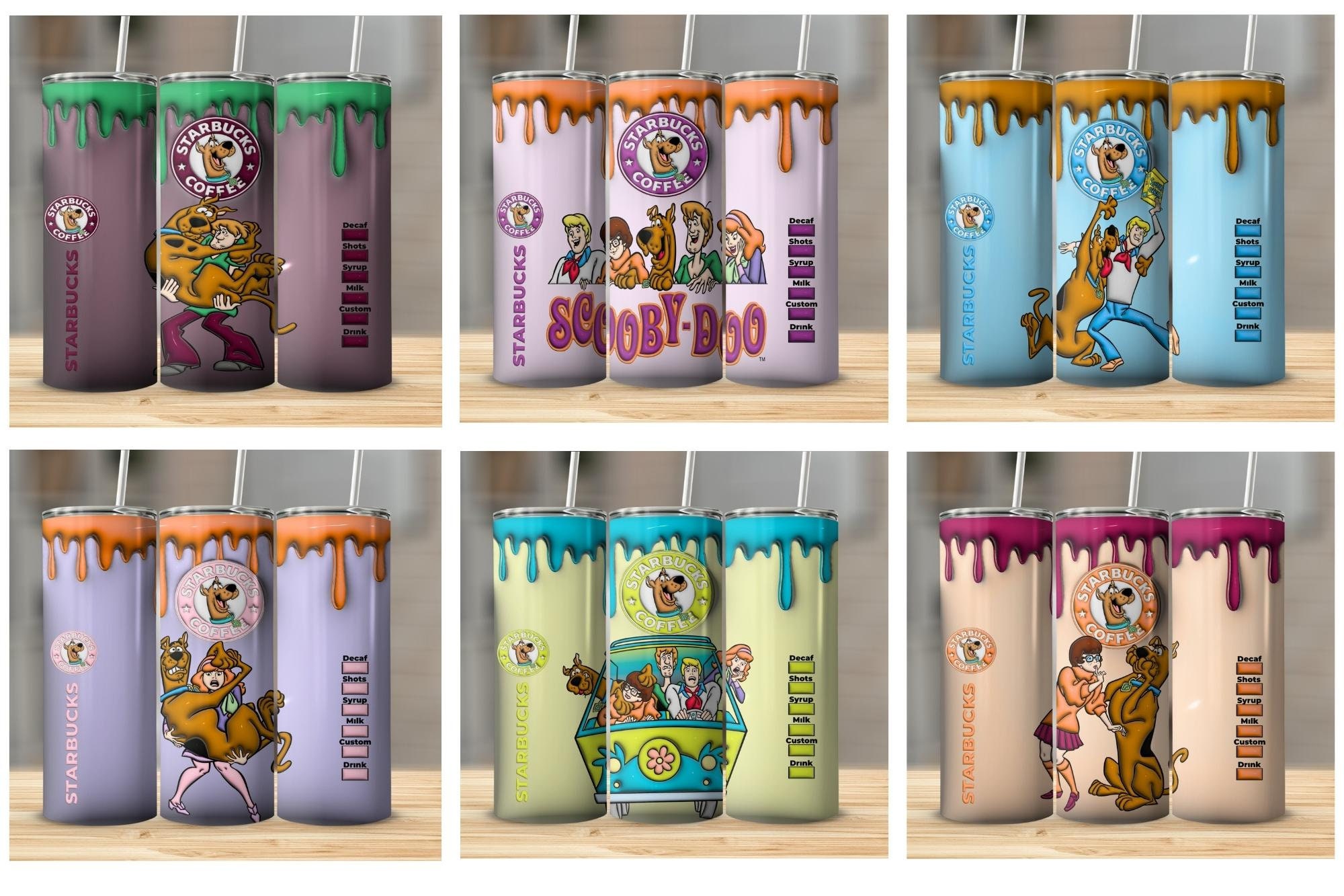3D Scooby Doo Family Cartoon Inflated Effect Puff Bundle 20 Oz Tumbler ...