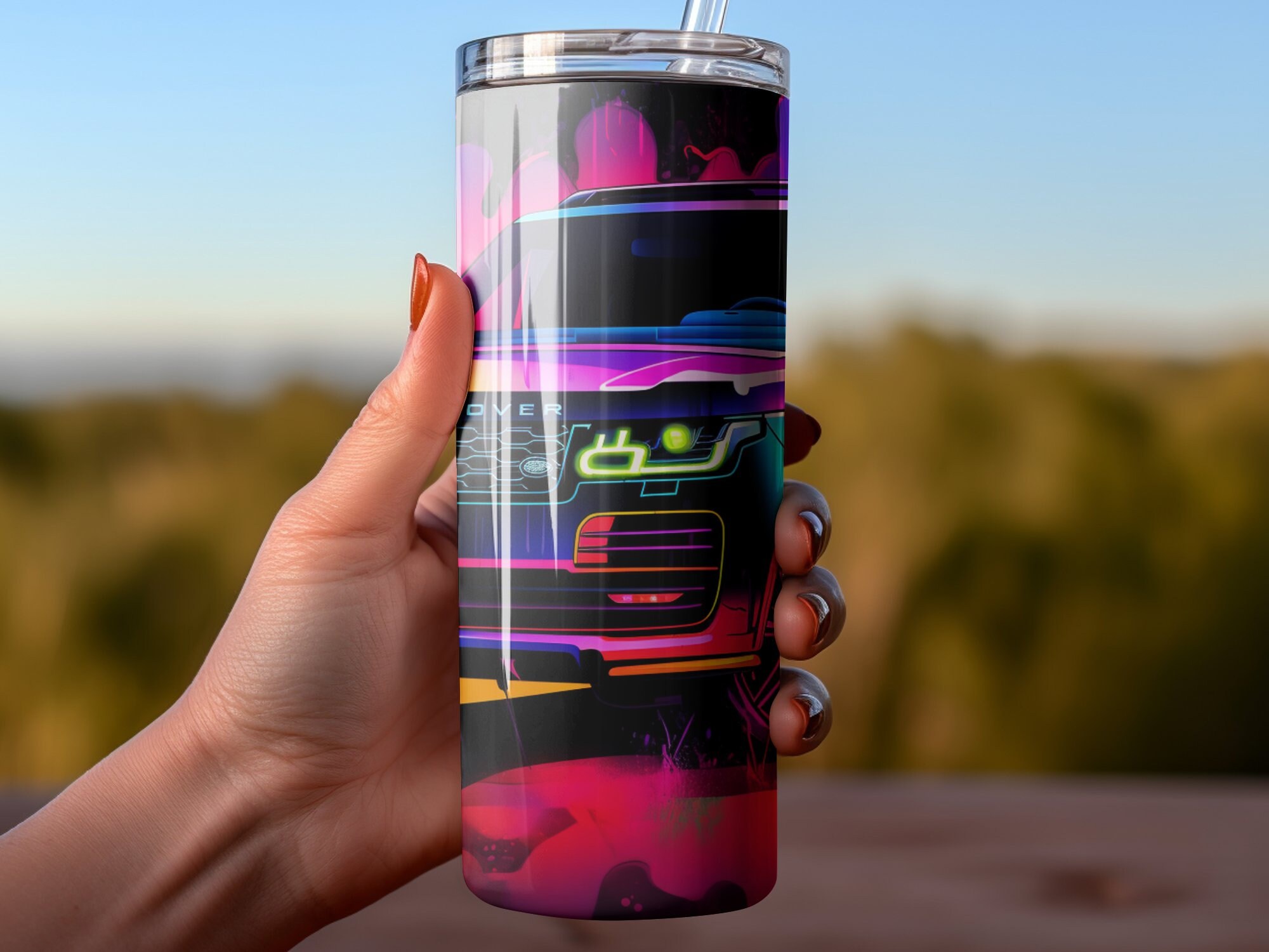 3D Colorful Neon Range Rover Car 20 Oz Tumbler Sublimation Design ...