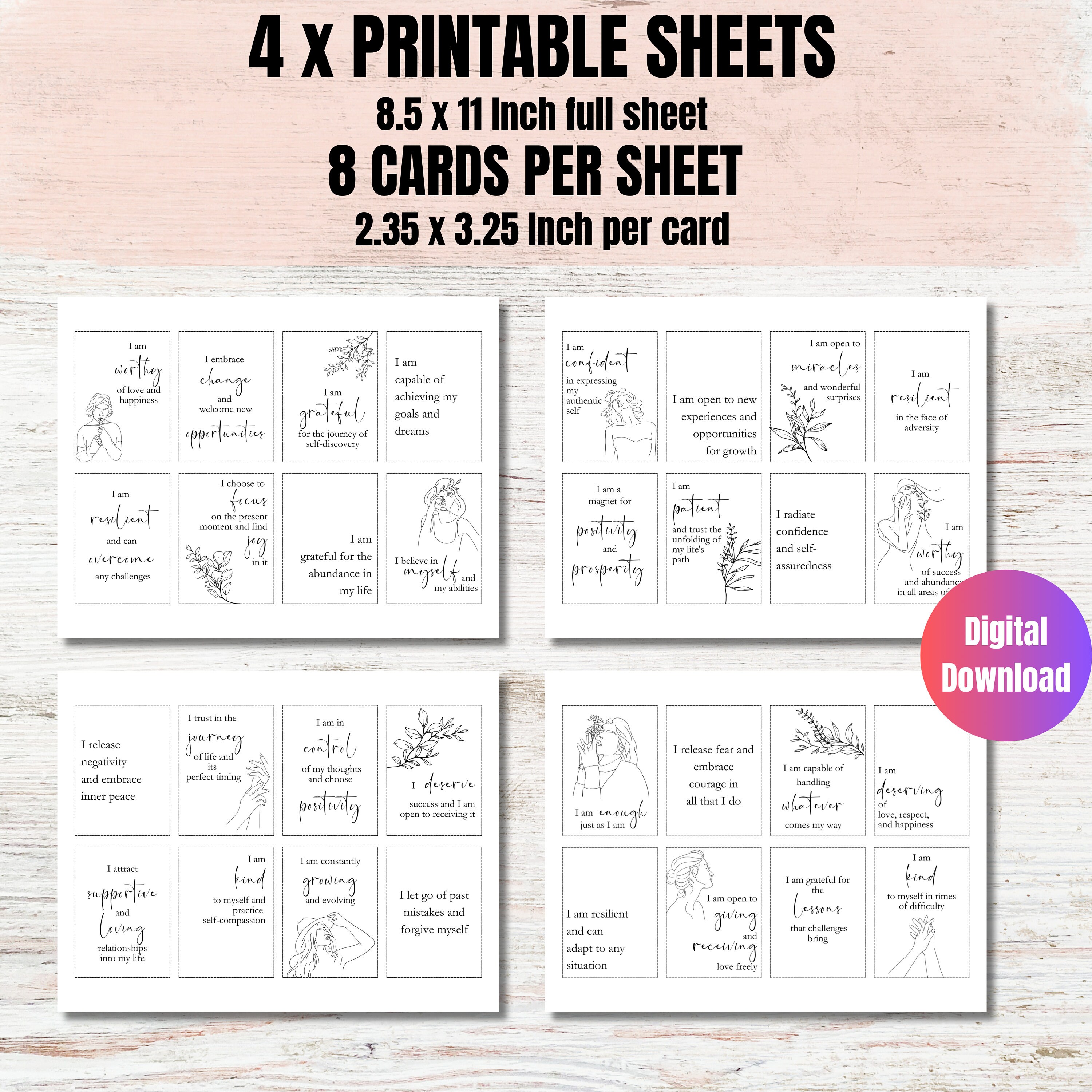 32 Positive Affirmation Cards for Women, Printable Affirmation Card ...