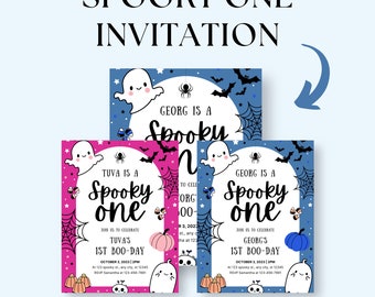 Spooky One Birthday Invitation Halloween Party Invitation Kids Spooky ...