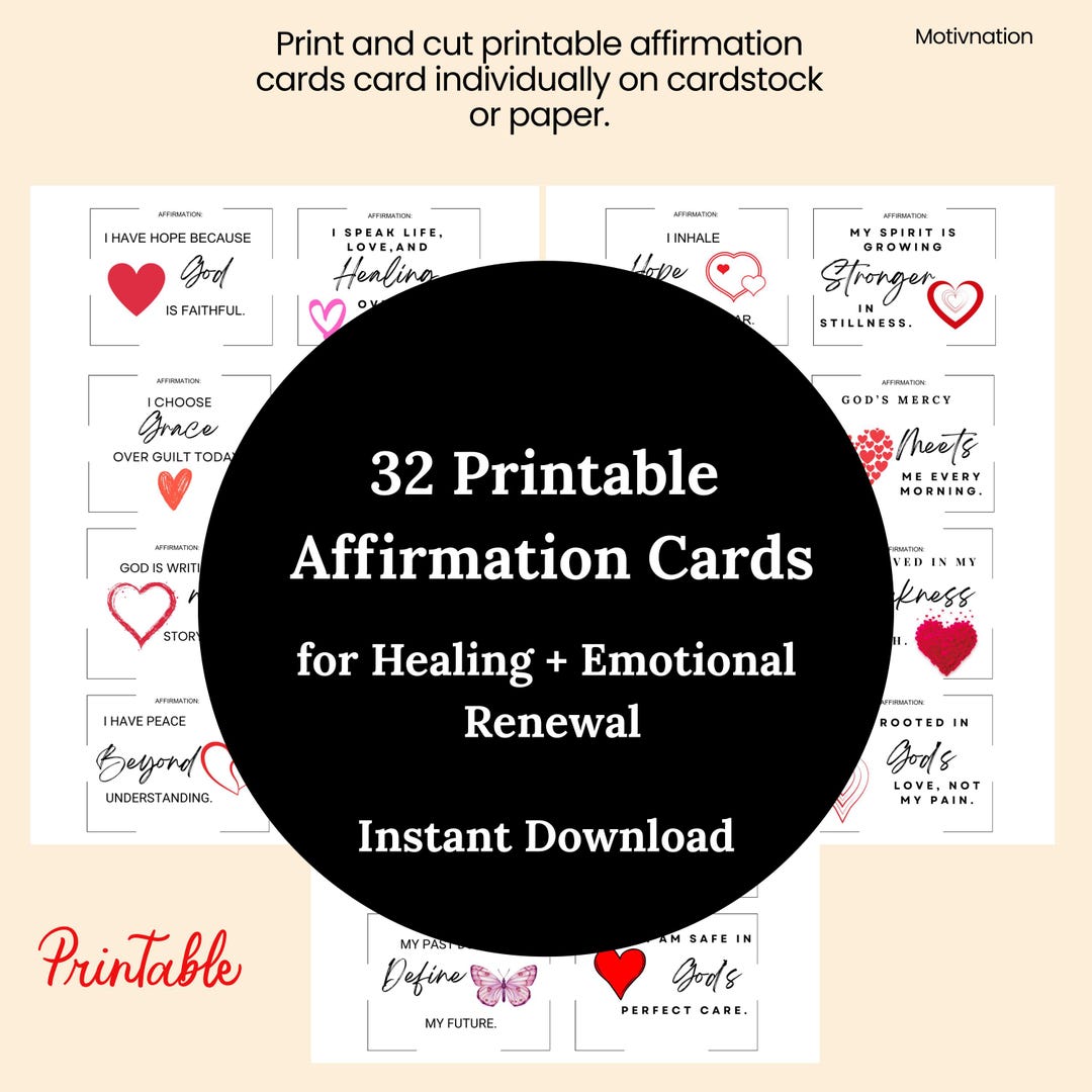 Self-care Affirmation Cards Set | Burnout Relief & Healing | Printable ...