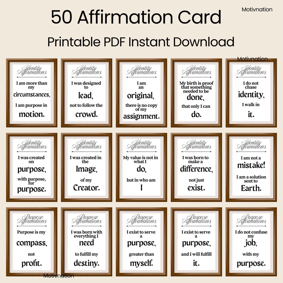 50 Self-love Affirmation Cards PDF | Mindfulness Printable Gift for ...