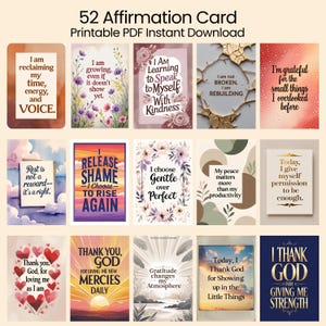 52 Affirmation Cards for Burnout & Healing | Printable Gratitude and ...
