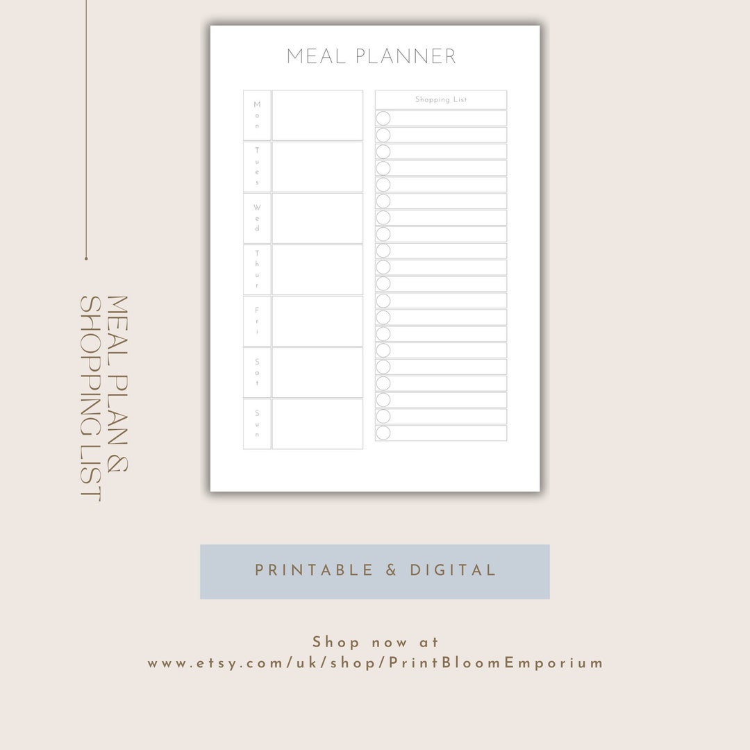 Printable Meal Planner & Shopping List | Meal Plan With Grocery List ...