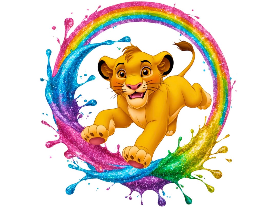 Digital Lion King Simba Rainbow Splash PNG Design Clipart -commercial ...