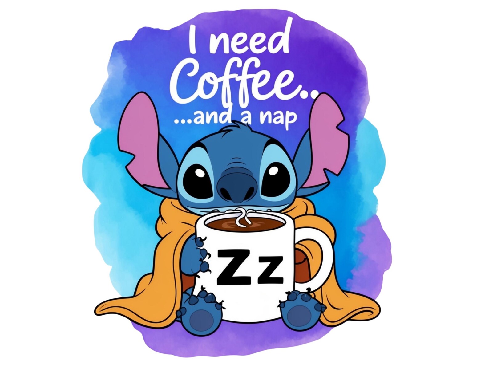 Funny Stitch Coffee Nap PNG Design: Commercial Use (digital Download ...