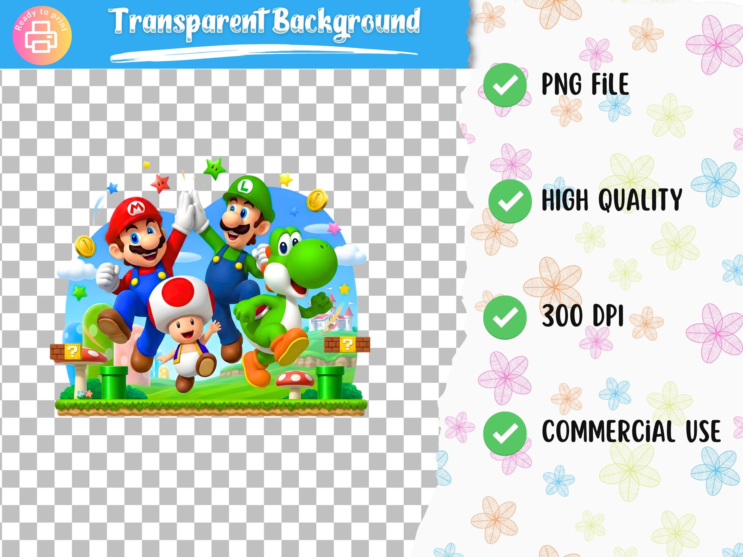Super Mario Friends Adventure PNG – Mario Luigi Yoshi Toad Group Design ...