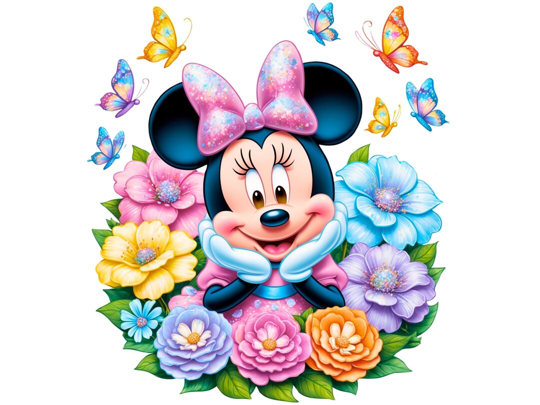 Minnie Mouse Flowers Butterflies PNG Clipart: Commercial Use (digital ...
