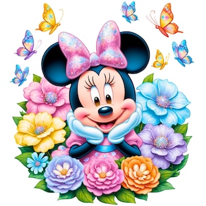 Minnie Mouse Flowers Butterflies PNG Clipart: Commercial Use (digital ...