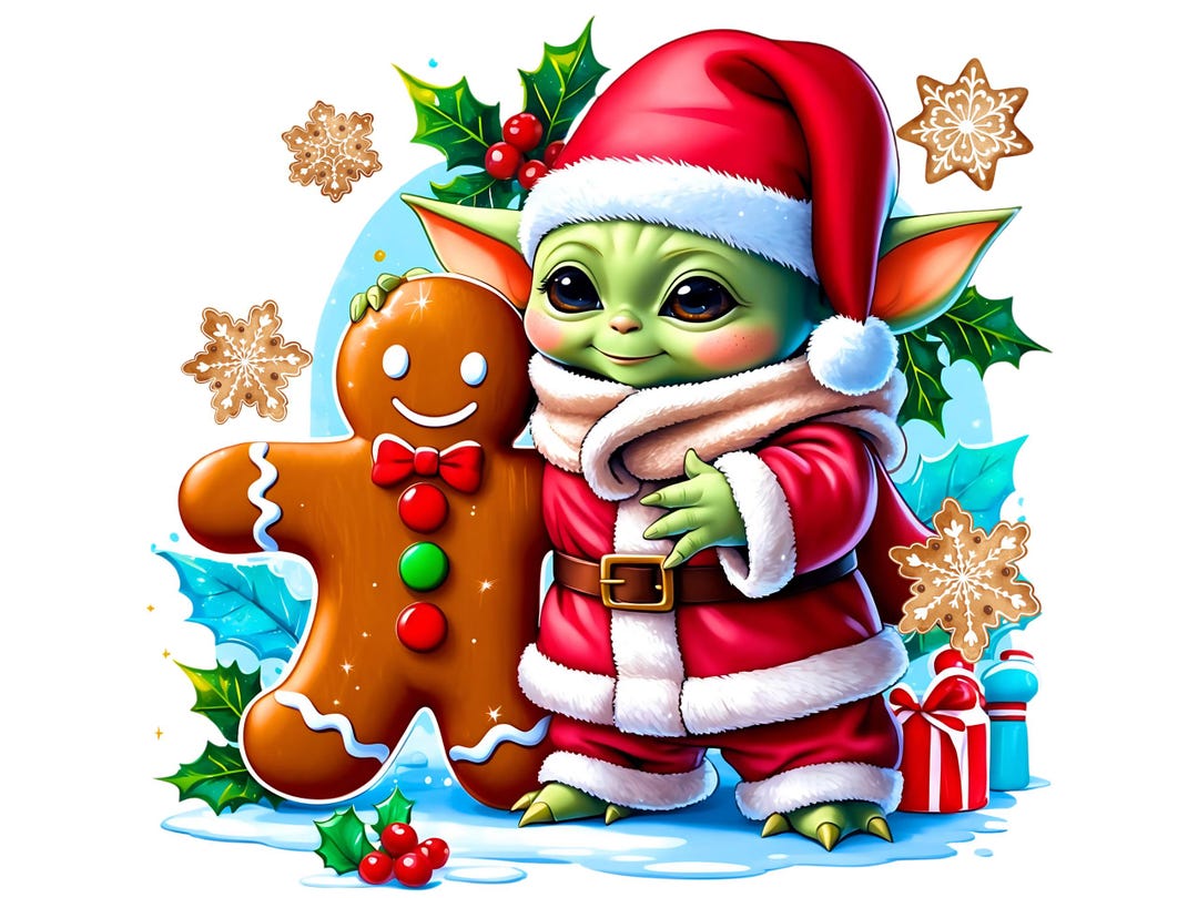 Christmas Baby Yoda Gingerbread Clipart - PNG & SVG Digital Design - Etsy